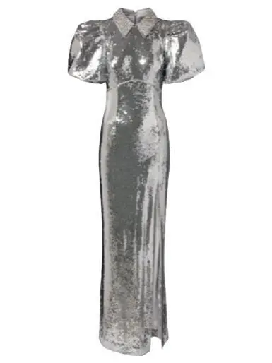 Rebecca Vallance Olympia Sequined Puff-sleeve Gown - Gray
