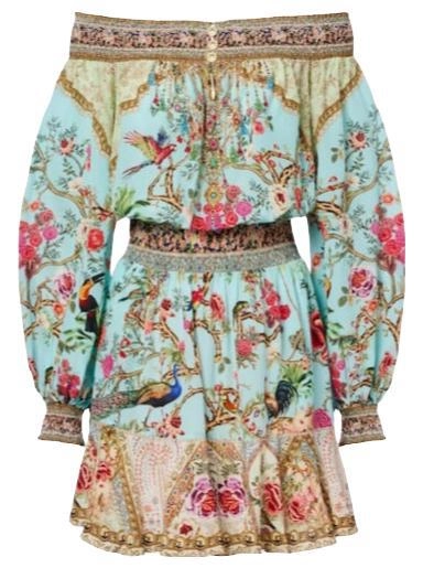 Camilla Embellished Off-shoulder Silk Crepe Mini Dress - Nude