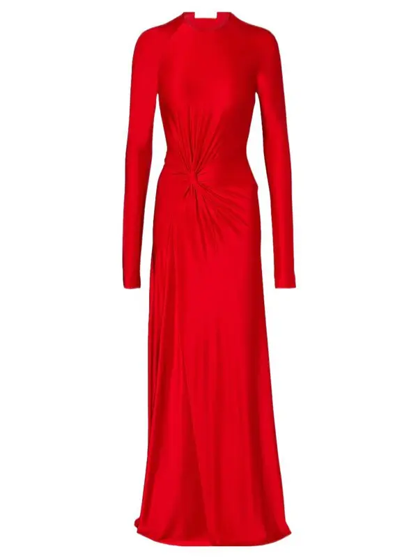 Victoria Beckham Long Sleeve Knotted Gown - Red