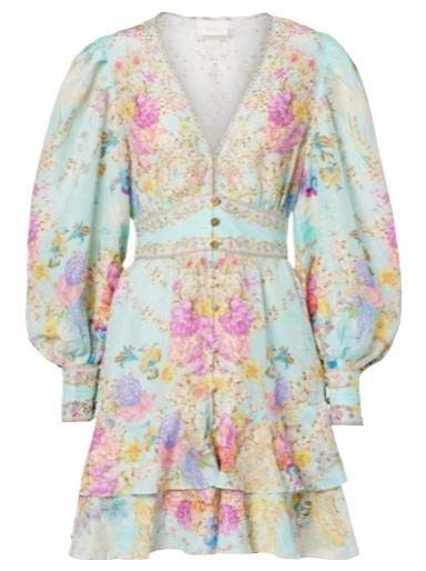 Camilla Embellished Floral Linen And Silk Minidress - No