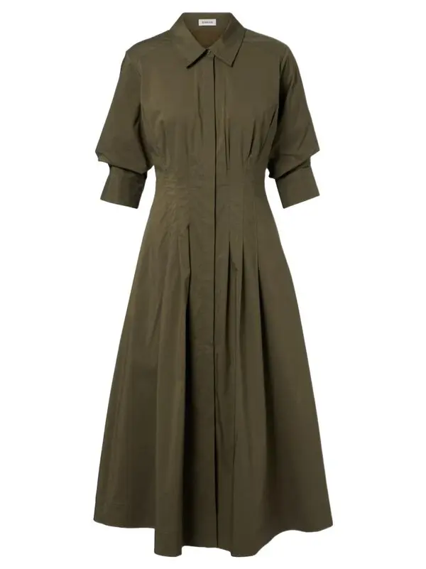 Simkhai Poplin Shirt Dress With Pleated Details - Green