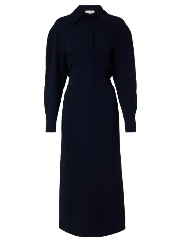 Victoria Beckham Long Sleeve Collared Button-front Dress - Blue