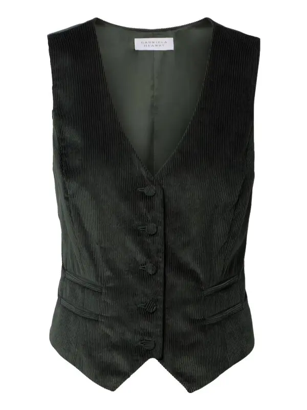 Gabriela Hearst Sleeveless V-neck Vest With Adjustable Waist Belt - Black