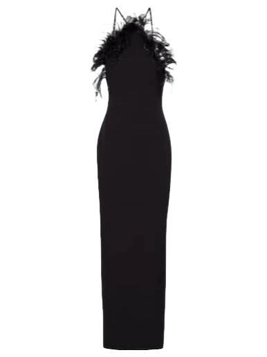 Attico Feather-trimmed Gown - Black
