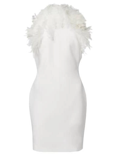 Attico Feather-trimmed Cady Minidress - White