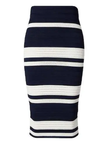 Ralph Lauren Striped Knitted Pencil Skirt - Black