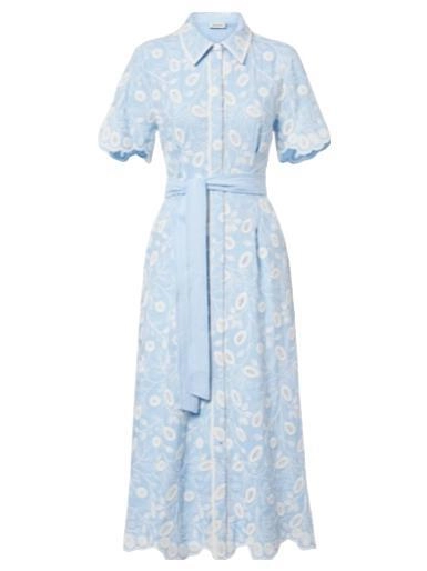 Simkhai Audria Embroidered Belted Midi Dress - Blue