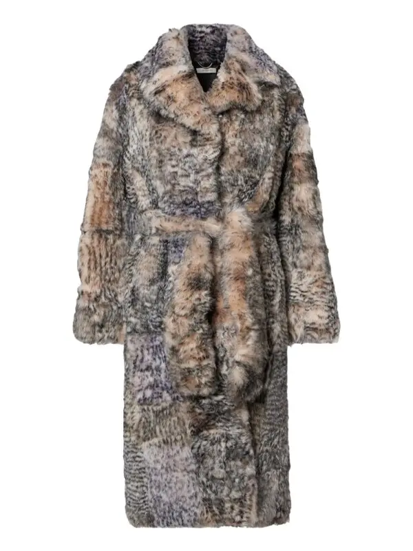 JACQUES WEI Shearling Wrap Coat With Detachable Belt - Gray