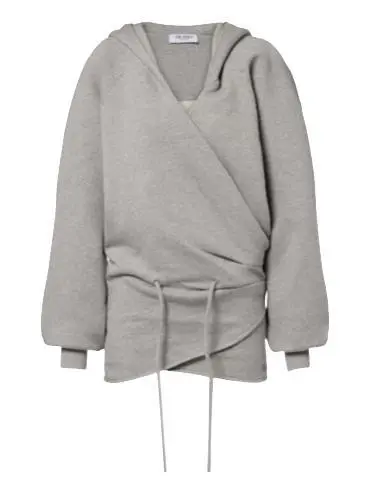 Attico Cotton Jersey Wrap Sweatshirt Dress - Gray