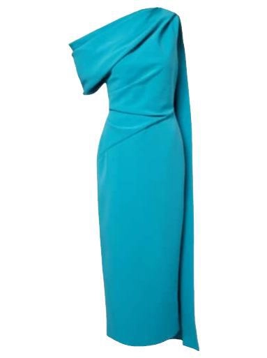 ROKSANDA Maite Shawl Crepe Midi Dress - Blue