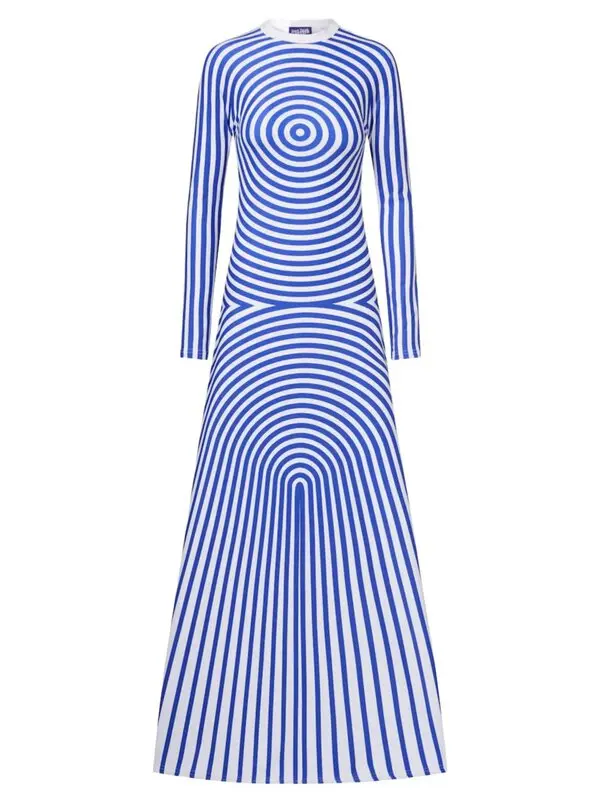 JEAN PAUL GAULTIER Long-sleeved Psychedelic Print Maxi Dress - Blue