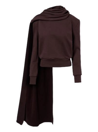 Magda Butrym Draped Scarf-detail Cotton Sweatshirt - Black