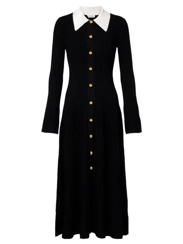 Simkhai Philippa Ribbed Knit Shirt Dress - Black