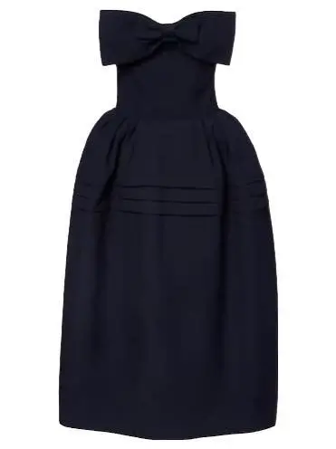 SHUSHU/TONG Bow-detail Wool And Silk Midi Dress - Blue