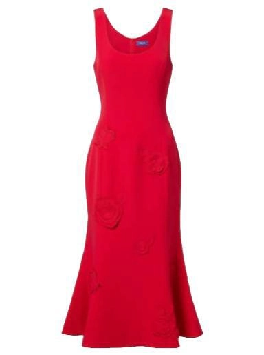 LEO Lin Emily Floral-appliqué Midi Dress - Red