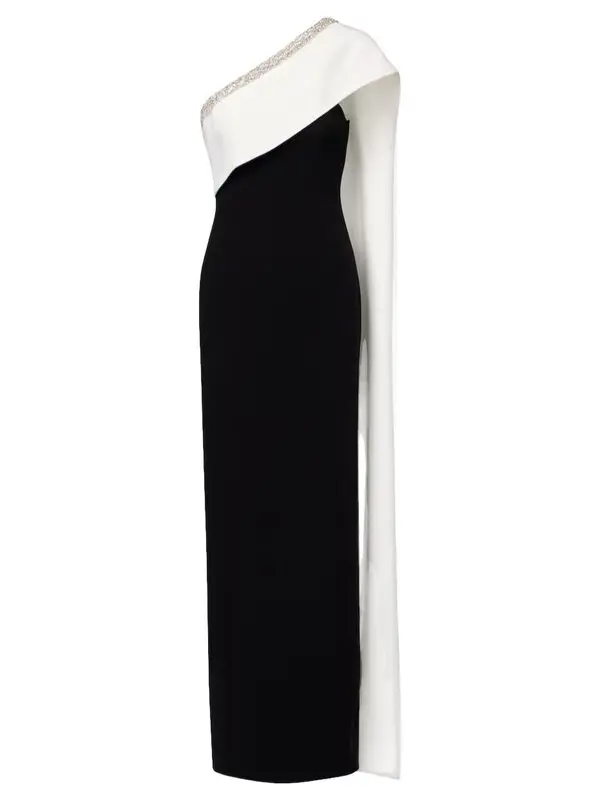 Roland Mouret Embellished Cape Effect Gown - Black
