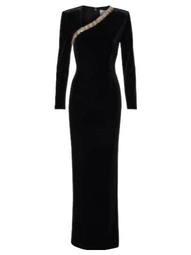 Roland Mouret Embellished Velvet Gown - Black