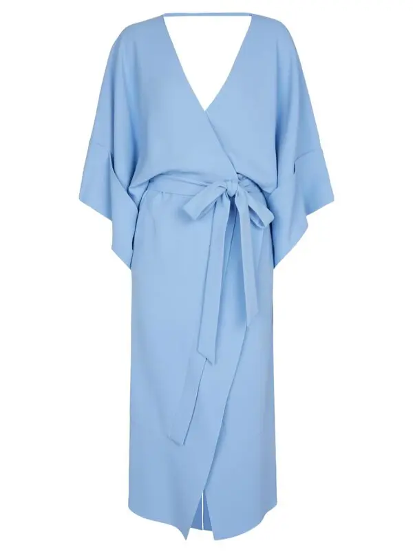 Roland Mouret V-neck Ruffle Dress With Belt - Blue