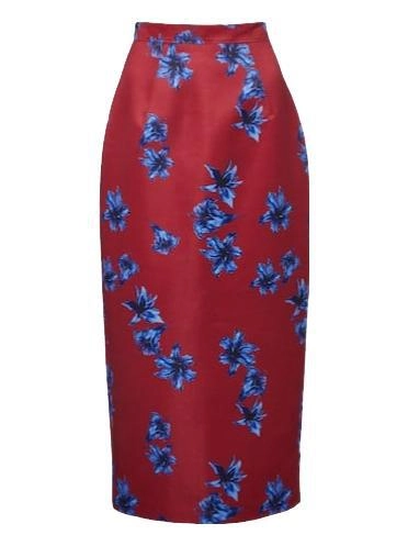 EMILIA WICKSTEAD Lorelei Floral Duchess Satin Pencil Skirt - Red