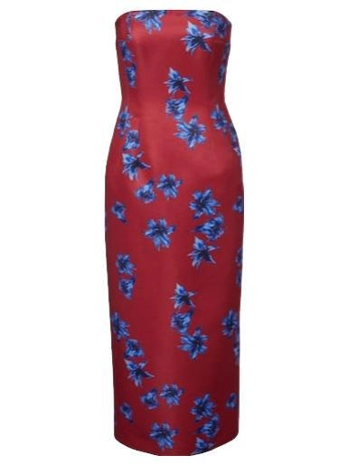 EMILIA WICKSTEAD Floral Duchess Satin Midi Dress - Red