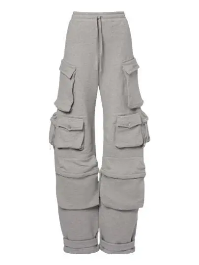 Attico Cotton Jersey Wide-leg Cargo Sweatpants - Gray