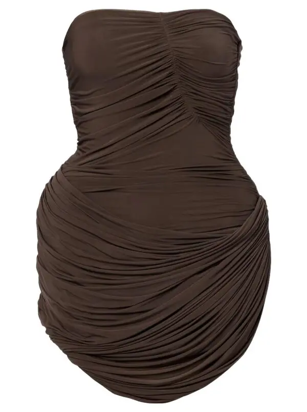 Magda Butrym Asymmetrical Pleated Strapless Dress - Black