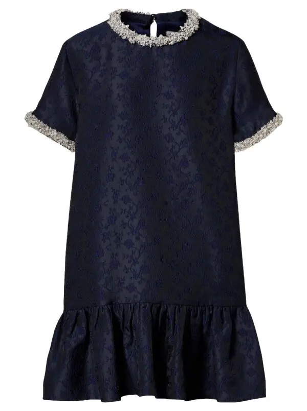 Simkhai Alison Embellished Floral Jacquard Mini Dress - Blue