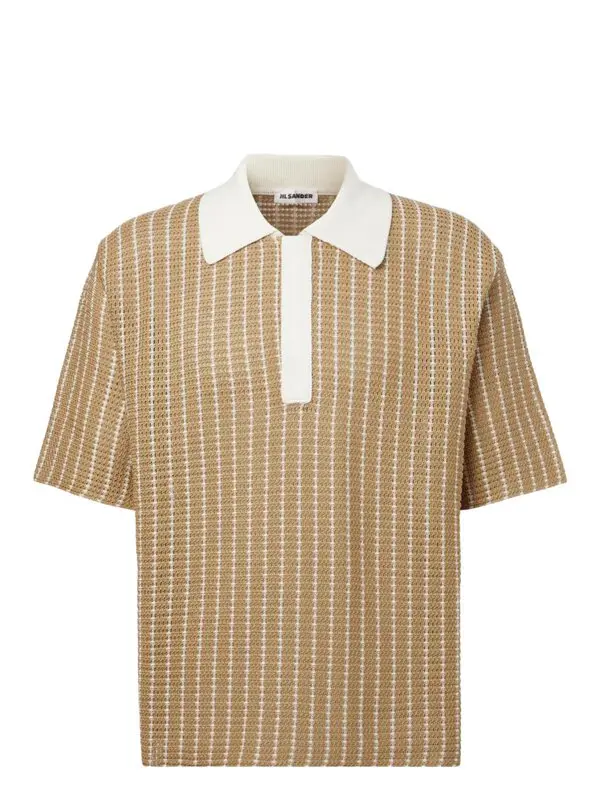 JIL SANDER Knitted Cotton Polo Shirt - Nude