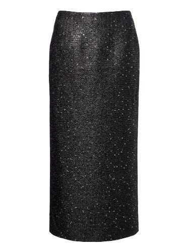 Carolina Herrera Sequined Tweed Pencil Skirt - Black