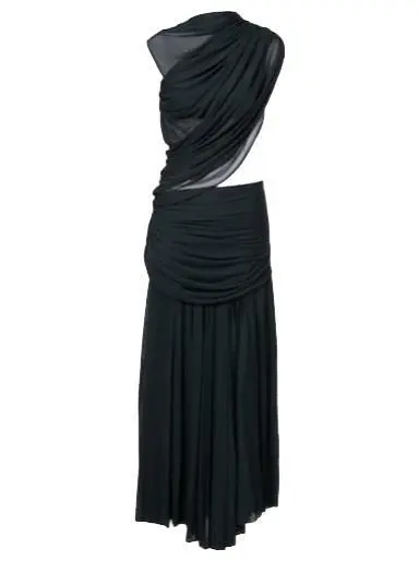 Proenza Schouler Irma Draped Cutout Jersey Midi Dress - Black