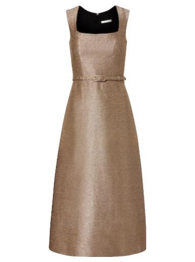 EMILIA WICKSTEAD Sequined Tweed Midi Dress - Brown