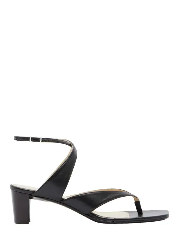 LEMAIRE Leather Sandals With Buckled Ankle Strap - Black