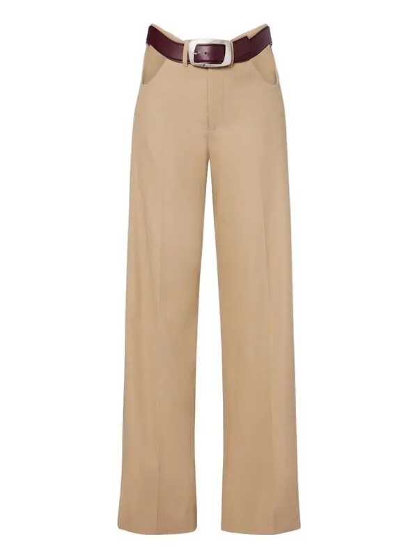 JEAN PAUL GAULTIER Cotton Wide-leg Pants With Cutout Detail - Nude