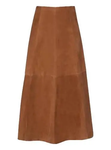 Simkhai Suede Midi Skirt - Brown