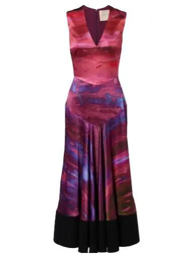 ROKSANDA Printed V-neck Midi Dress - Red