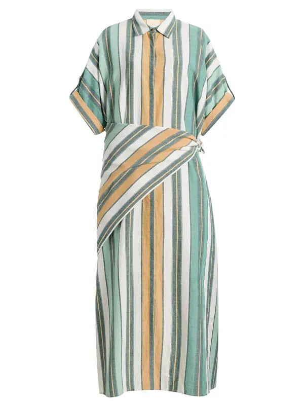 ILIO NEMA Striped Cotton-blend Midi Dress - Green