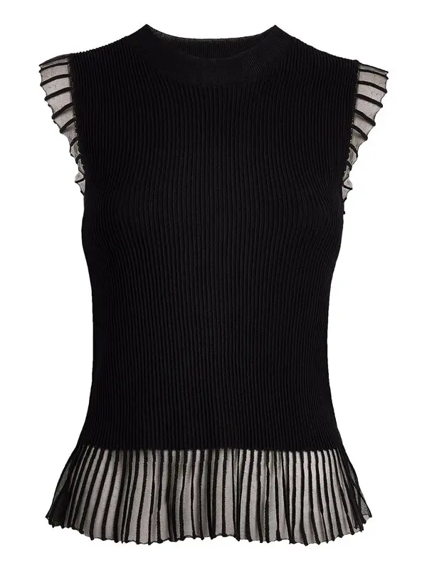 Claudie Pierlot Knit Ruffle Top - Black