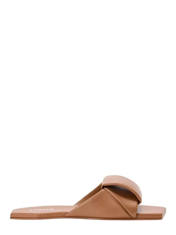 Loewe Origami Leather Slides - Brown