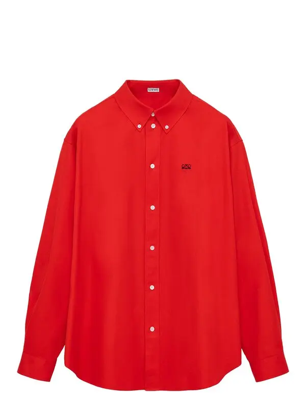 Loewe Cotton Anagram Embroidered Shirt - Red