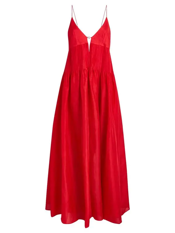 Tory Burch Linen-silk Maxi Dress - Red