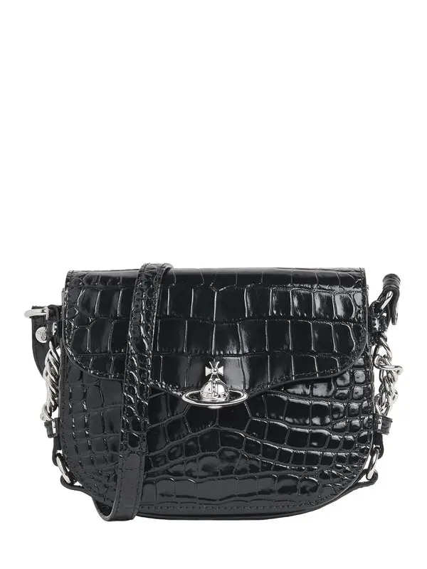 VIVIENNE WESTWOOD Croc-embossed Leather Hunter Cross-body Bag - Black
