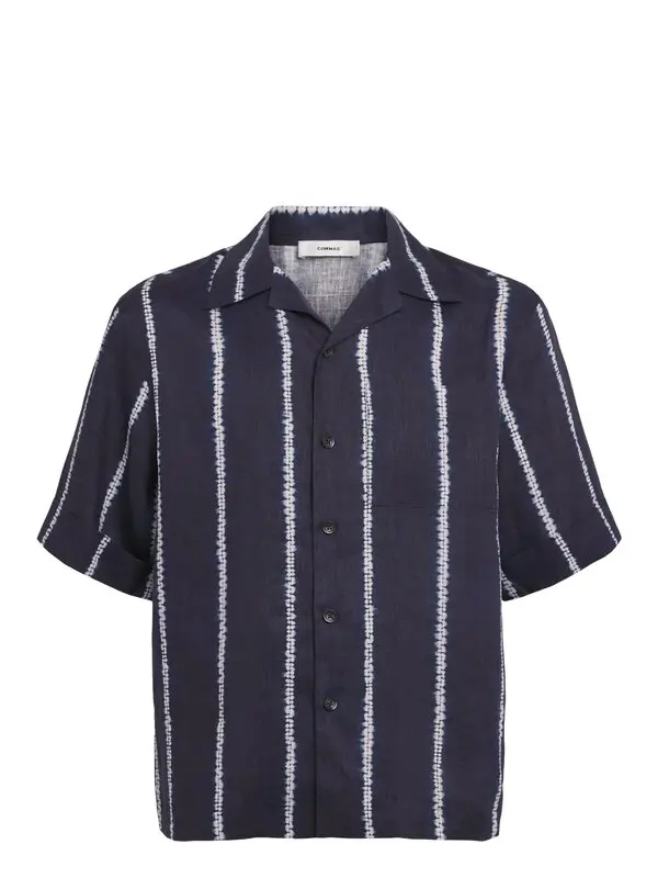 Commas Linen Shibori Stripe Shirt - Navy