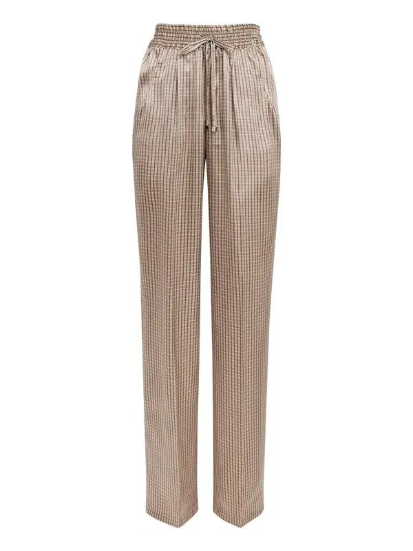 Kiton Silk Printed Pleated Trousers - Brown