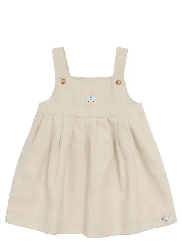 DONSJE Harper Linen-cotton Pinafore Dress With Bunny Embroidery - Beige