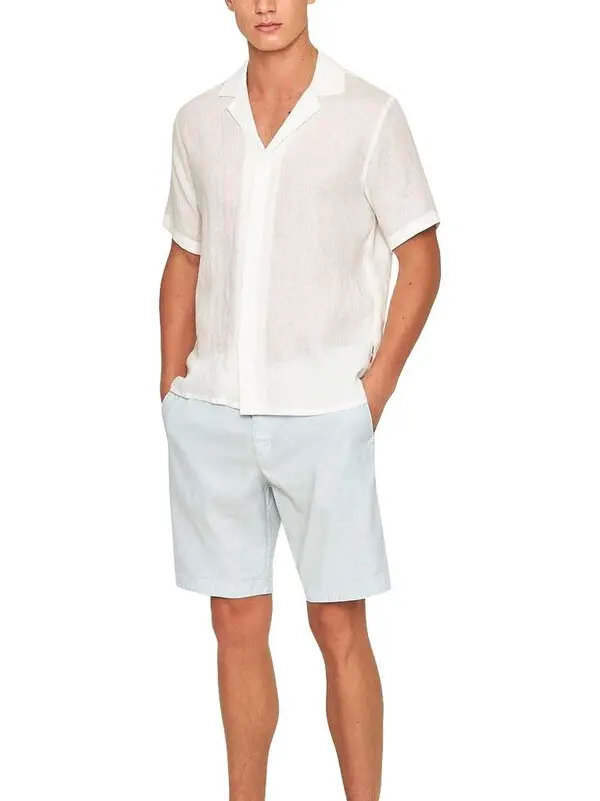 Orlebar Brown Maitan Lino Relaxed Fit Capri Collar Italian Linen Shirt - White