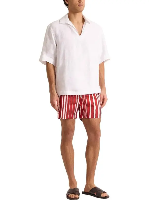 Orlebar Brown Vincent Linen Relaxed Fit Overhead Linen Shirt - White
