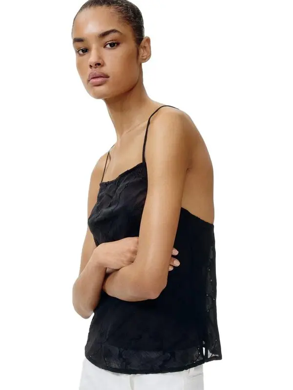 H&m Broderie Anglaise Strappy Top - Black