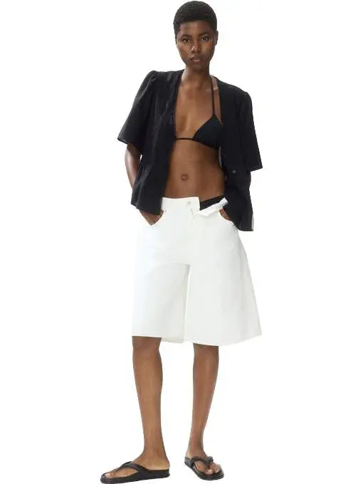 H&m Pintucked Peplum Blouse With Lace Trim - Black
