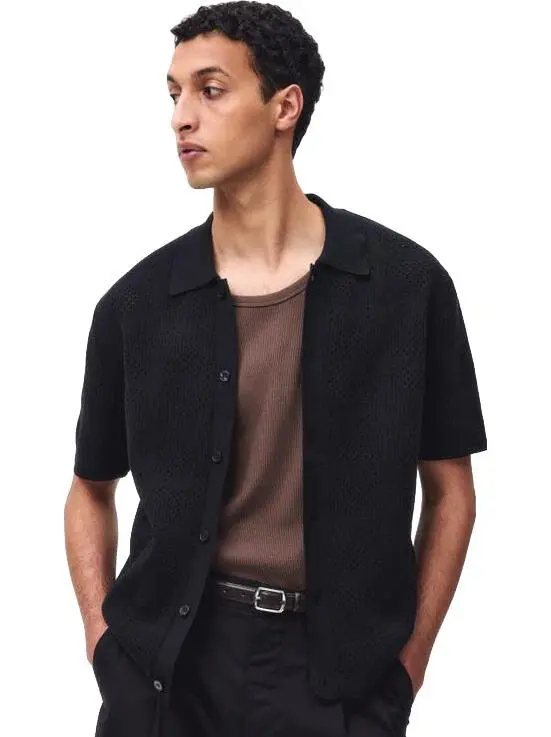 H&m Regular Fit Knitted Shirt - Black