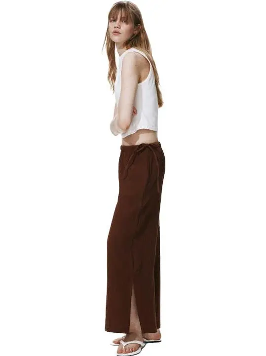 H&M Drawstring Detail Muslin Pants - Brown
